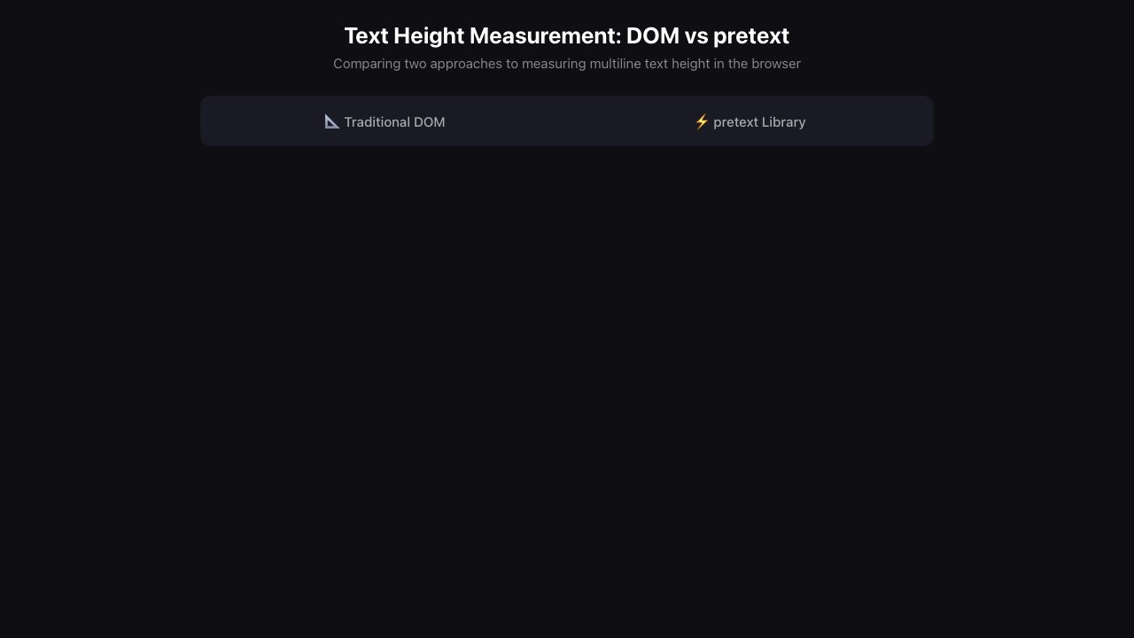 DOM vs Pretext — Pretext Demo | pretext.cool