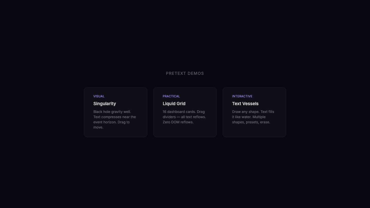Singularity & Liquid Grid — Pretext Demo | pretext.cool